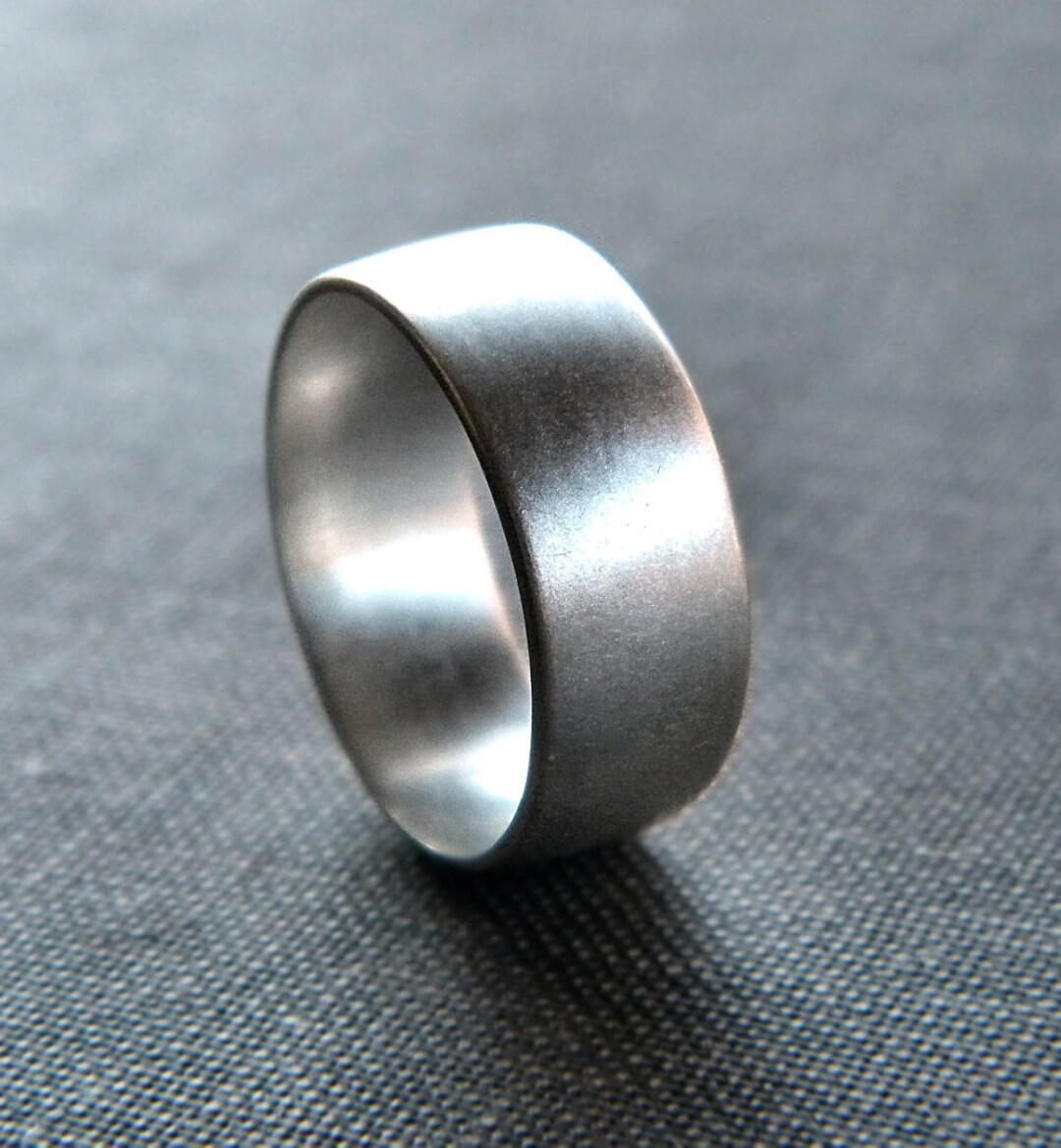 Mens Silver Ring, Matte 8mm Men's or Unisex Recycled Argentium Sterling ...