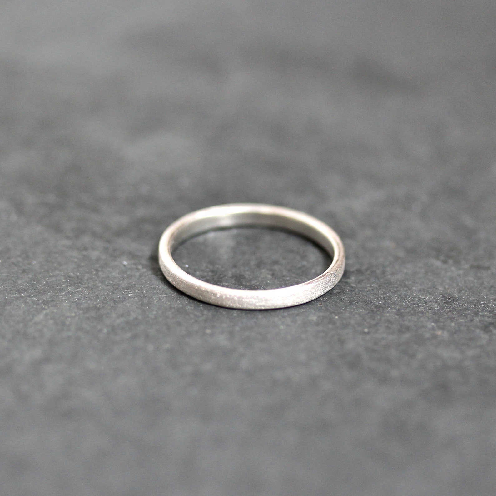 Silver Ladies Ring Simple Skinny Thin Minimalist 2mm Brushed | Etsy