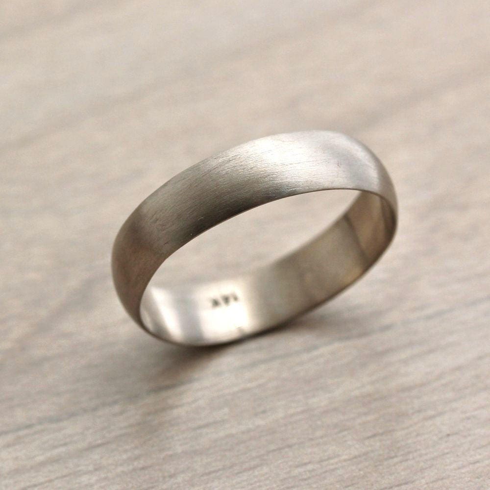 Brushed white gold mens wedding band store