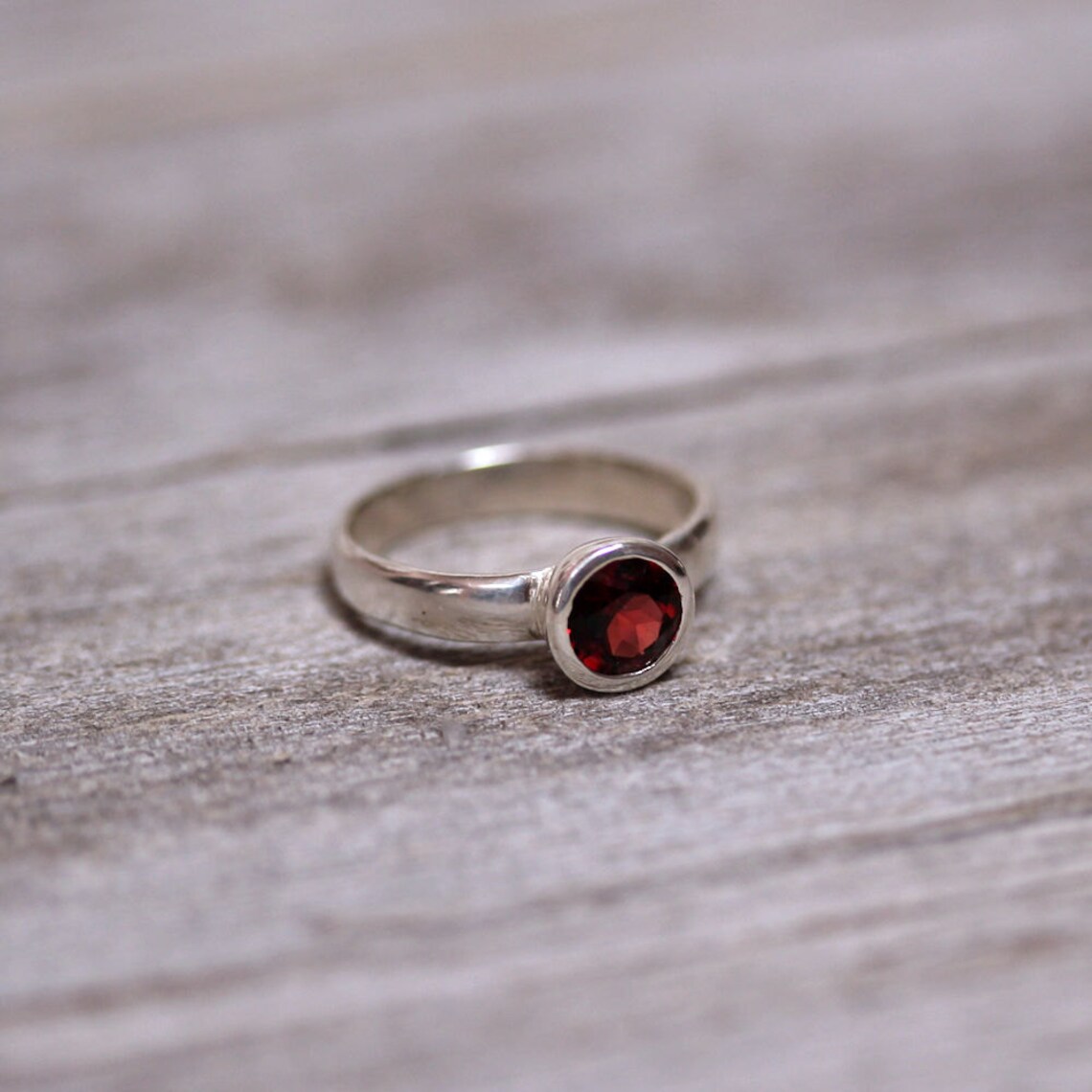 Cranberry Garnet Ring Faceted Gemstone Sterling Silver Ring - Etsy