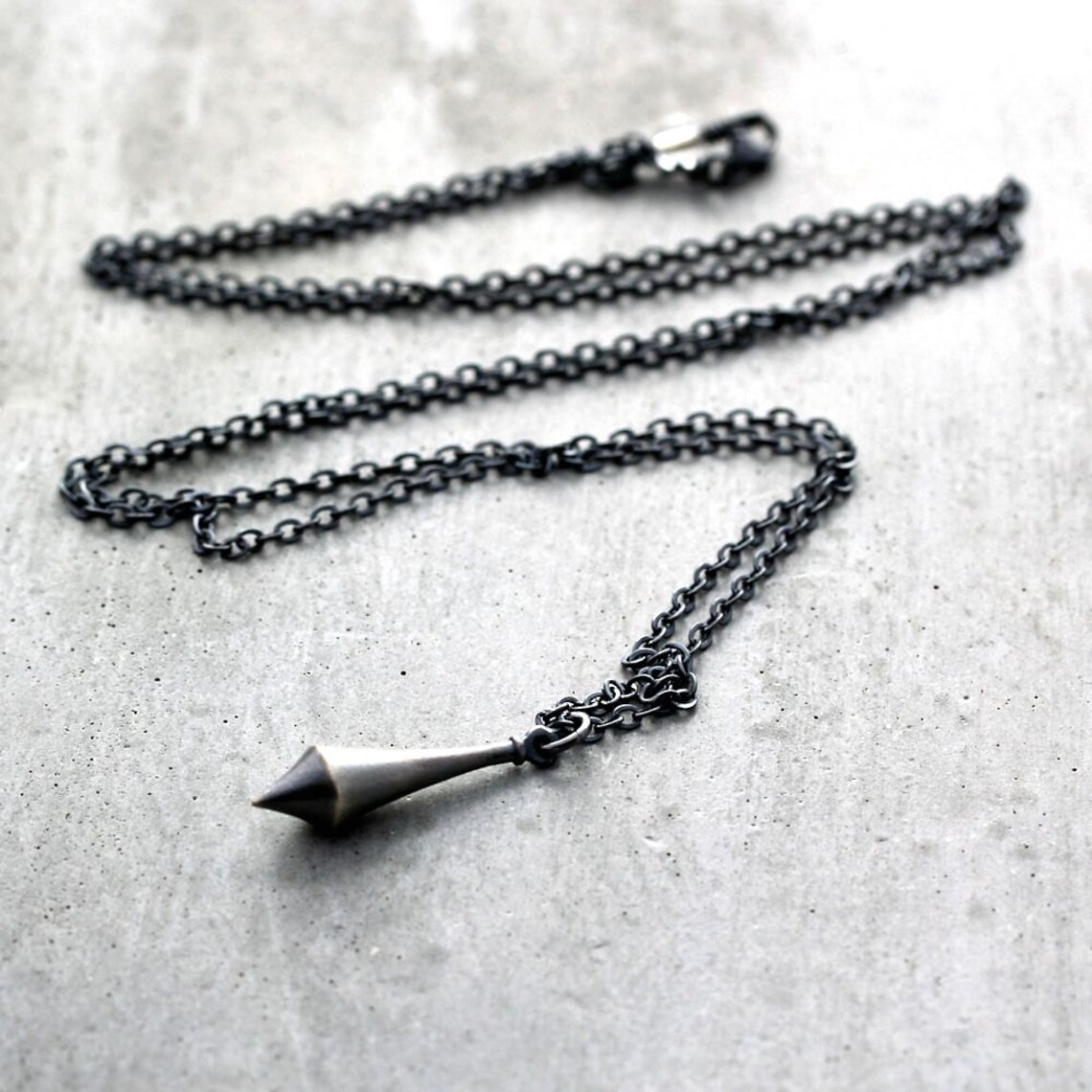 Silver Pendulum Necklace Minimalist Oxidized Sterling Silver - Etsy
