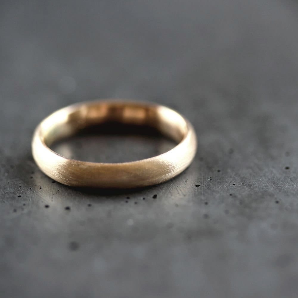 Gold Men's Wedding Band 4mm Comfort Fit Low Dome | Etsy