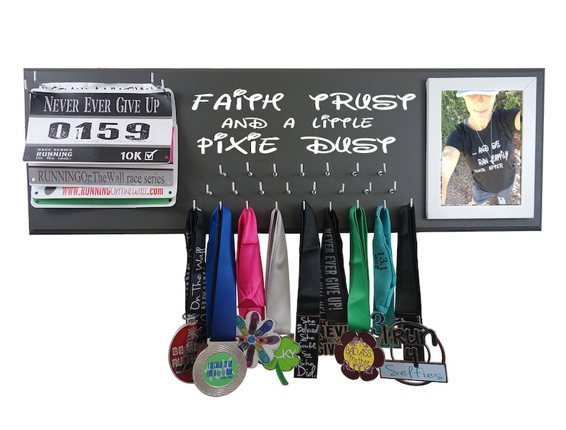Run Disney Running Medal and Race Bib Holder Faith Trust and - Etsy