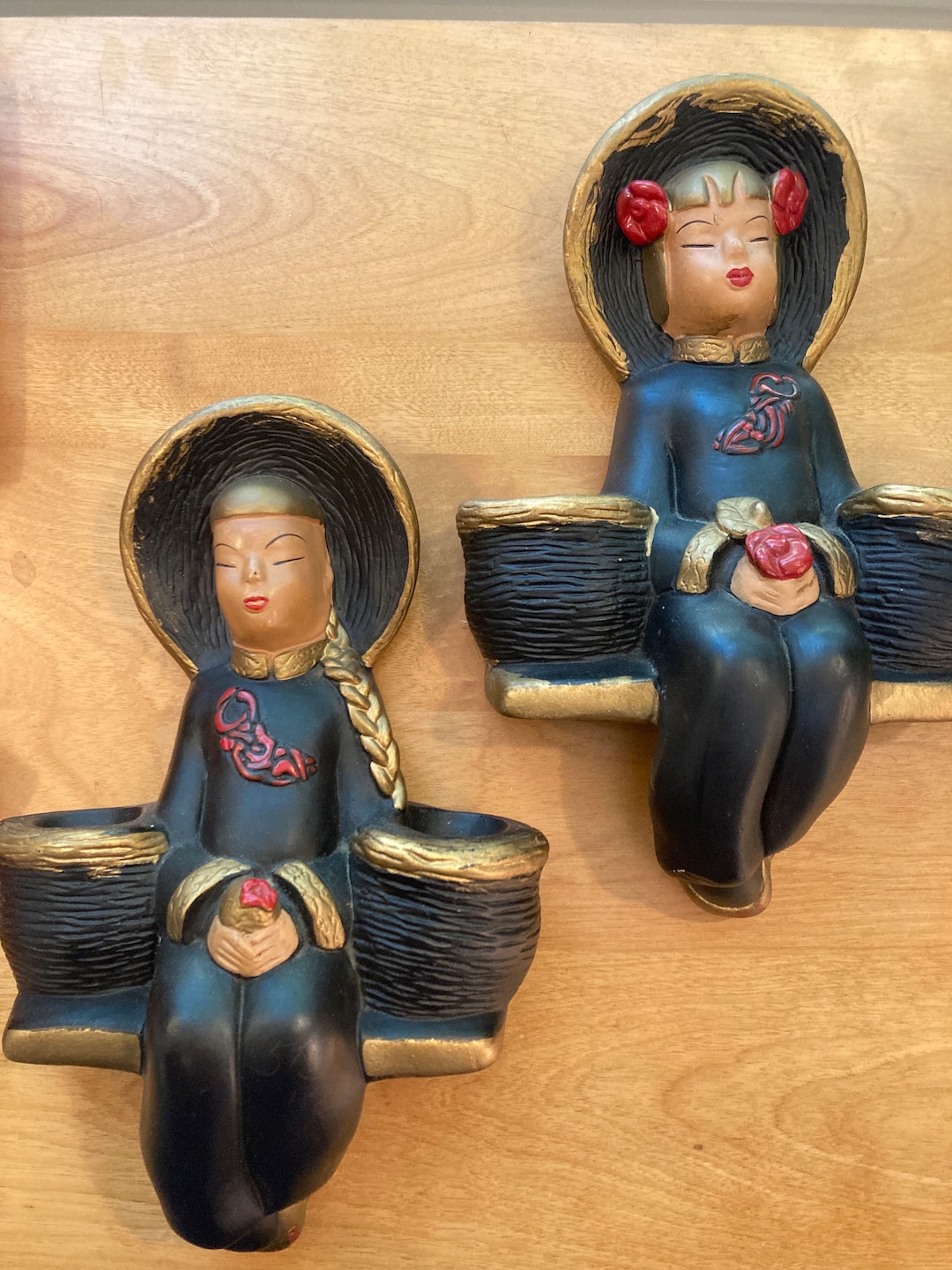 Alexander Backer ABCO Chalkware Wall Planters or Vases - Etsy