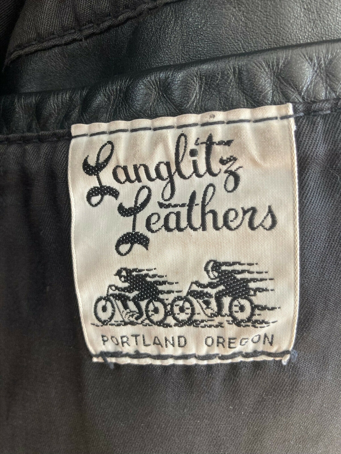 VINTAGE LANGLITZ LEATHERS Custom Black Leather Motorcycle Jacket Mens ...