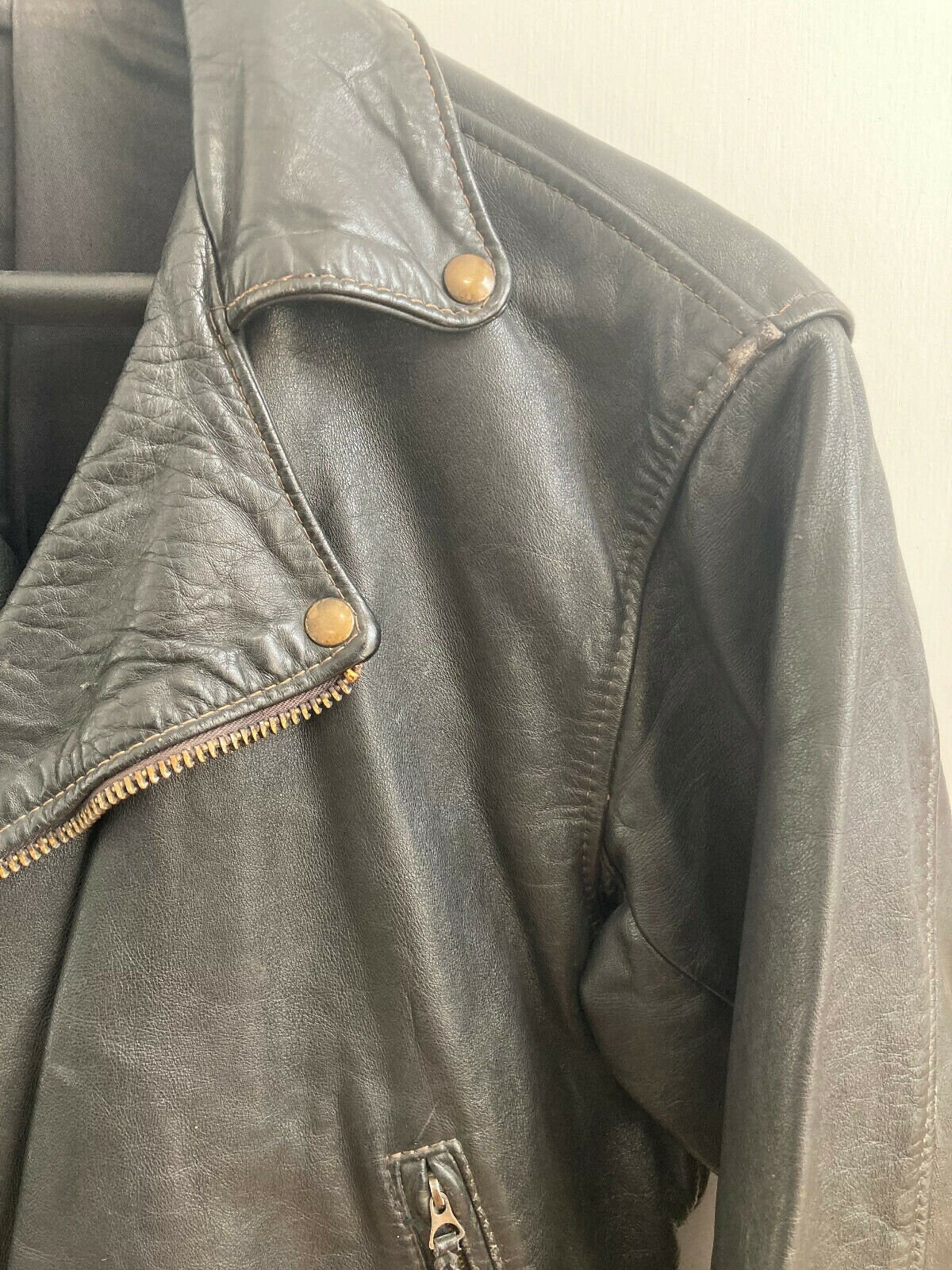 VINTAGE LANGLITZ LEATHERS Custom Black Leather Motorcycle Jacket Mens ...
