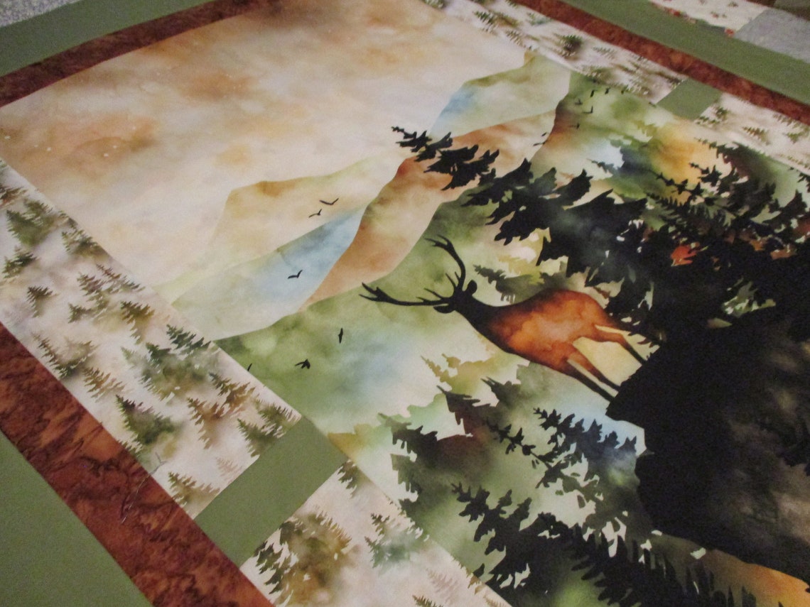 Unfinished Quilt Top Woodland Quilt Top Elk Quilt Top Lap - Etsy