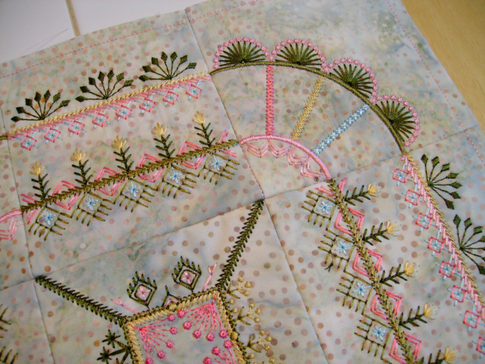 Machine embroidered quilt block crazy quilt embroidery | Etsy