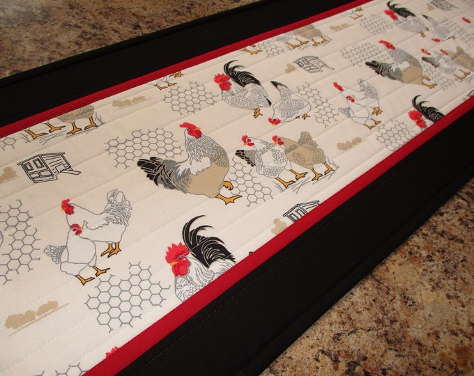 Quilted Table Runner Chicken Table Runner Rooster Table Runner ...