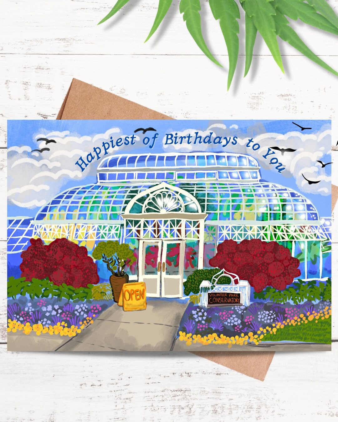Volunteer Park Conservatory Greenhouse Seattle Happy Birthday Card - Etsy
