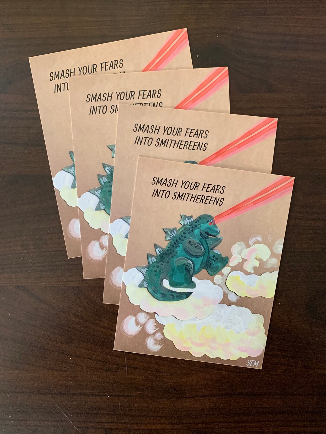 PREORDER Smash Your Fears Into Smithereens Godzilla Smash Art Postcard ...