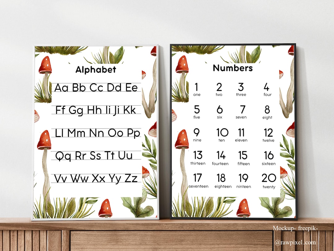 Kids Wall Art | Alphabet & Number Posters | Nursery Décor | Educational ...