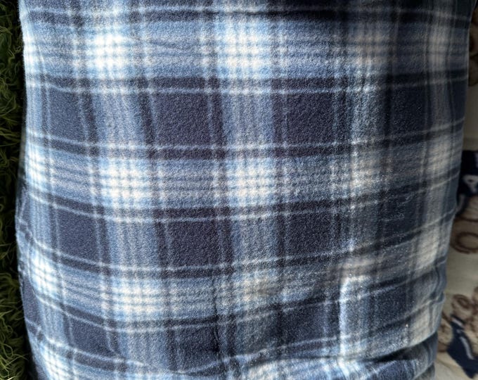 Blue Plaid Polar Fleece Fabric: 60" Wide - by the Yard - No Sew Fleece ...
