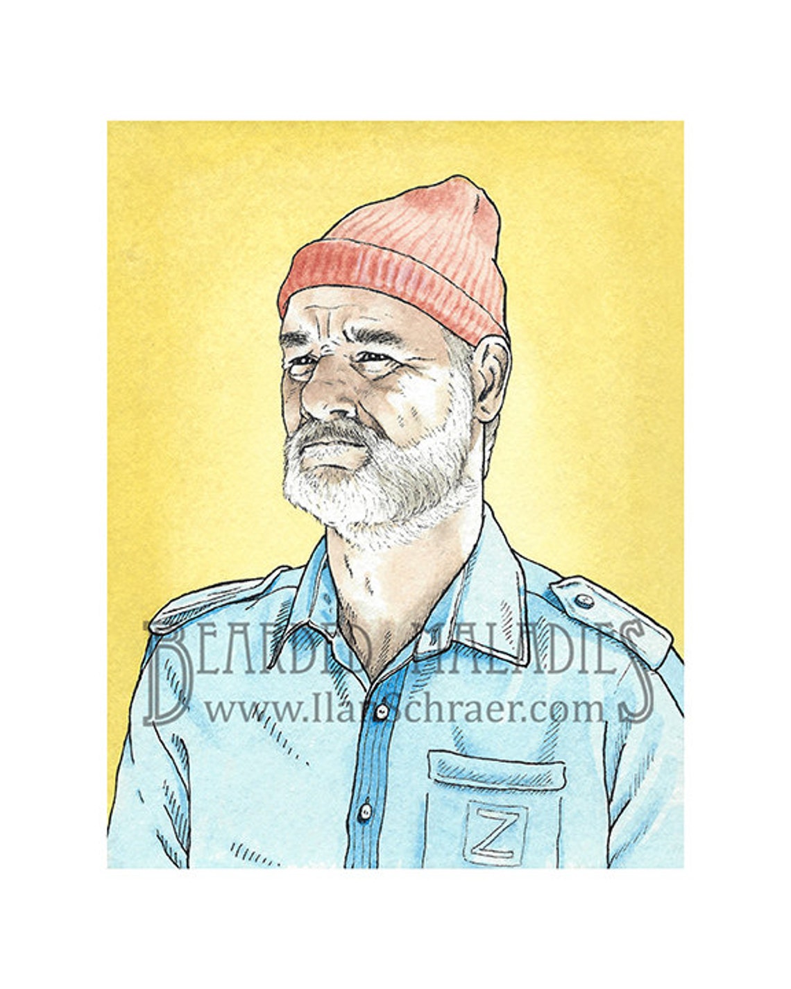 Bill Murray Art Print, Life Aquatic With Steve Zissou, 8" X 10", Wes ...