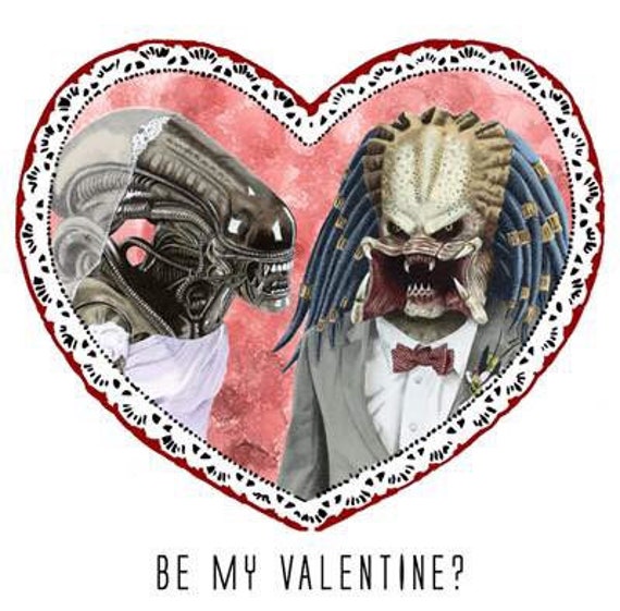 ALIEN LOVES PREDATOR Valentine Valentine's Day Greeting | Etsy