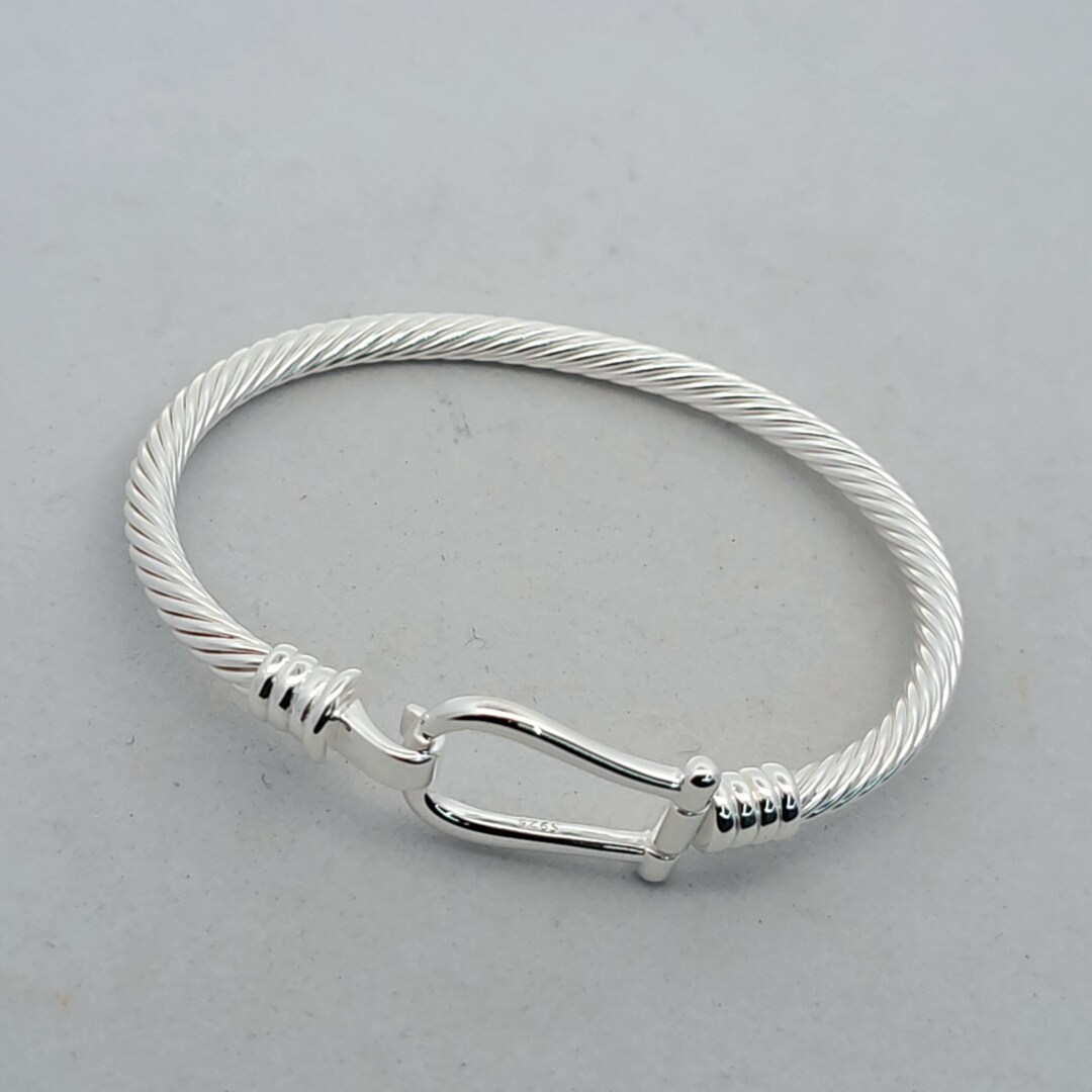Sterling Silver Twisted Cable Bangle Bracelet - Etsy