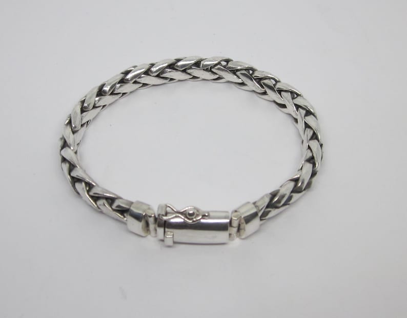 Handmade Woven 925 Sterling Silver Bracelet – Sleek Flat Braid Chain ...