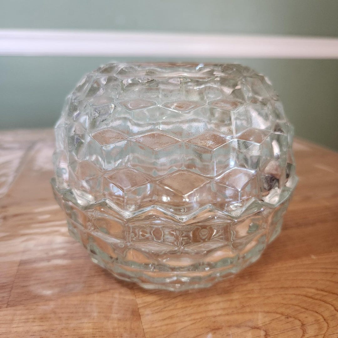 Vintage Cubist Style Clear Glass Fairy Lamp - MCM Homco Fairy Lamp ...