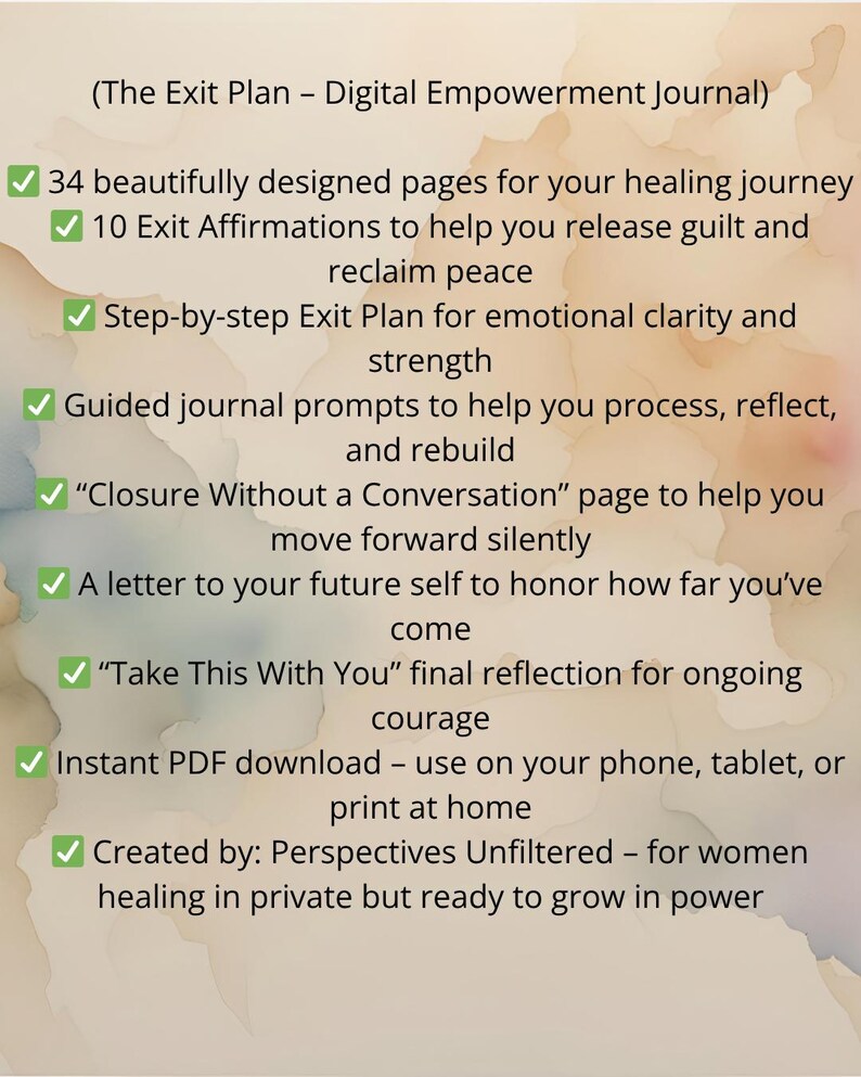 The Exit Plan-healing Ebook for Women Leaving Emotionally Draining Relationships|empowerment ...