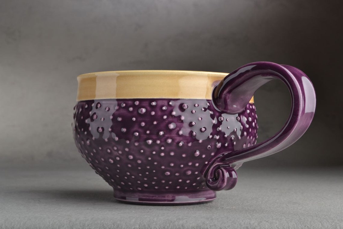 Dottie Mug: Made to Order Royal Purple & Mocha Dottie - Etsy