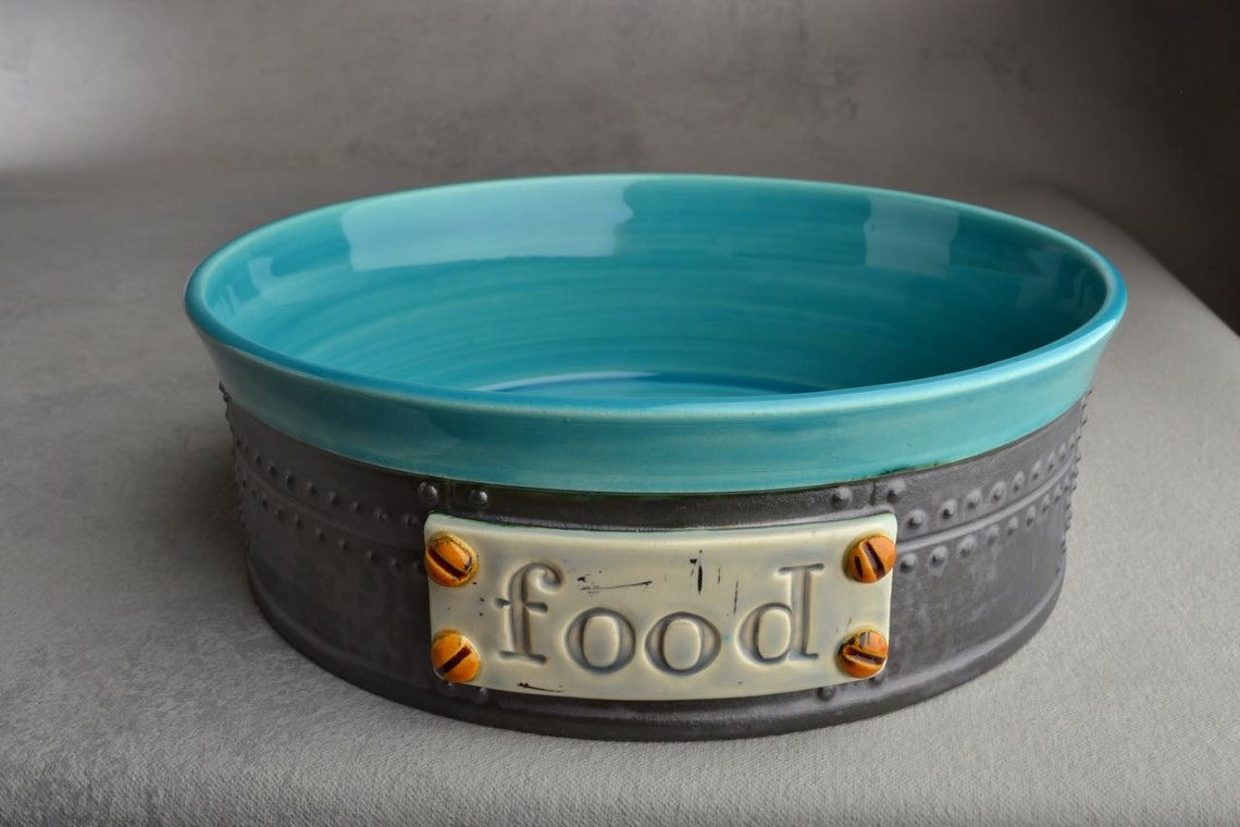 Personalized Dog Bowl Single Sheet Metal Food Ceramic Pet Dish Made to ...