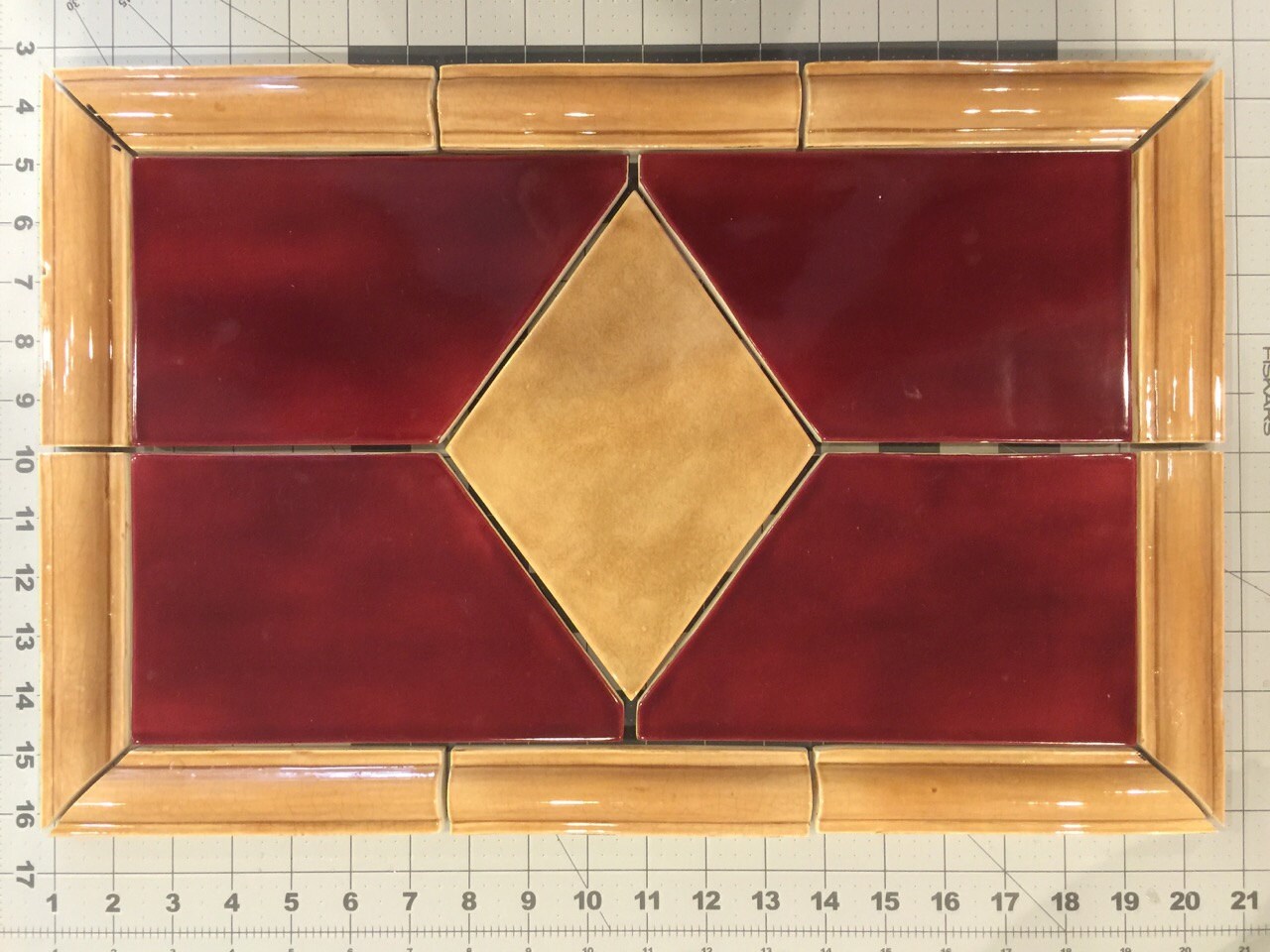 Kitchen Backsplash Tile Insert Red and Tan by Symmetrical | Etsy