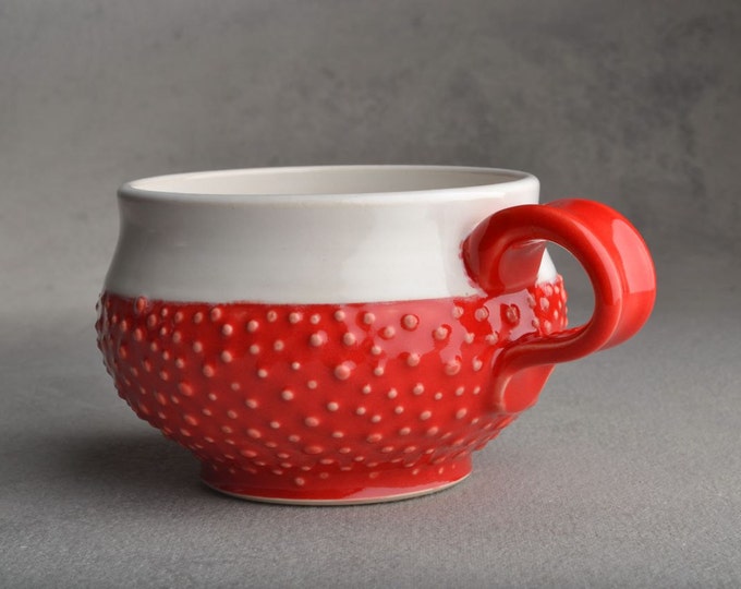 Dottie Mug: Red Stoneware Dottie Soup Cocoa Mug by Symmetrical - Etsy