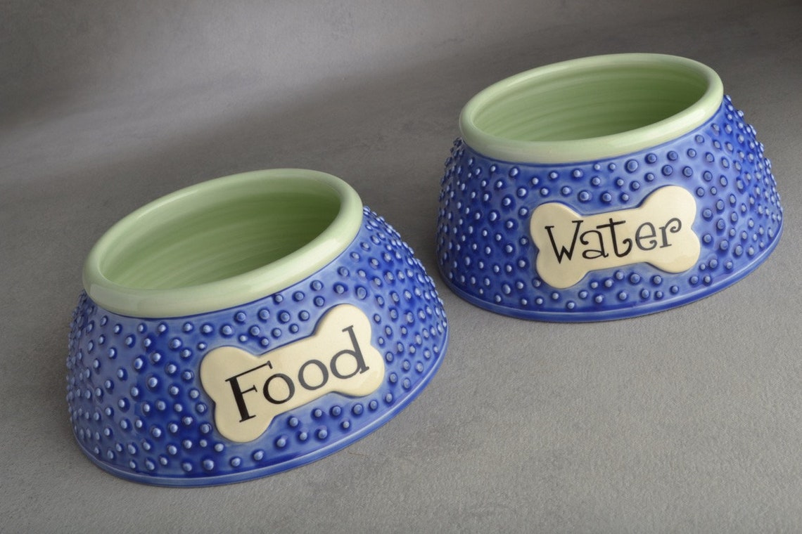 Personalized Spaniel Dog Bowl Set Long Ear Dottie Ceramic Pet - Etsy UK