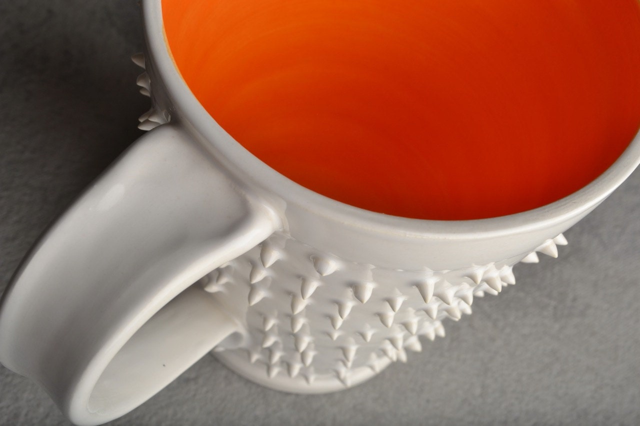 Spiky Mug Made to Order White and Orange Dangerously Spiky Mug by ...