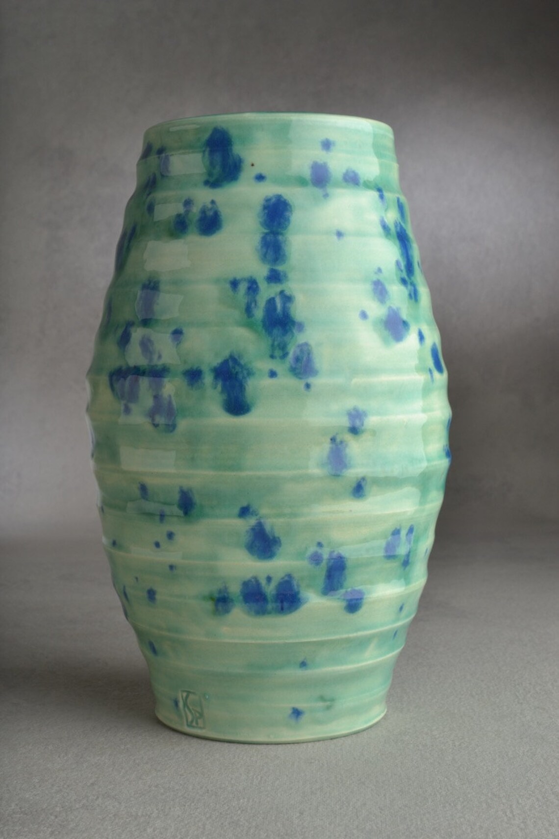 Vase Utensil Holder Ready To Ship Blue and Green Vase by | Etsy