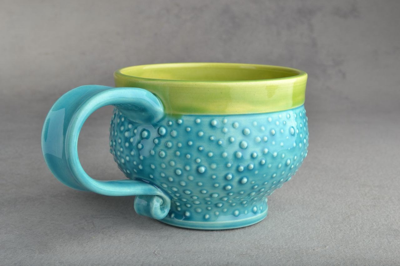 Dottie Mug Made to Order Caribbean Blue Dottie Soup / Cocoa | Etsy