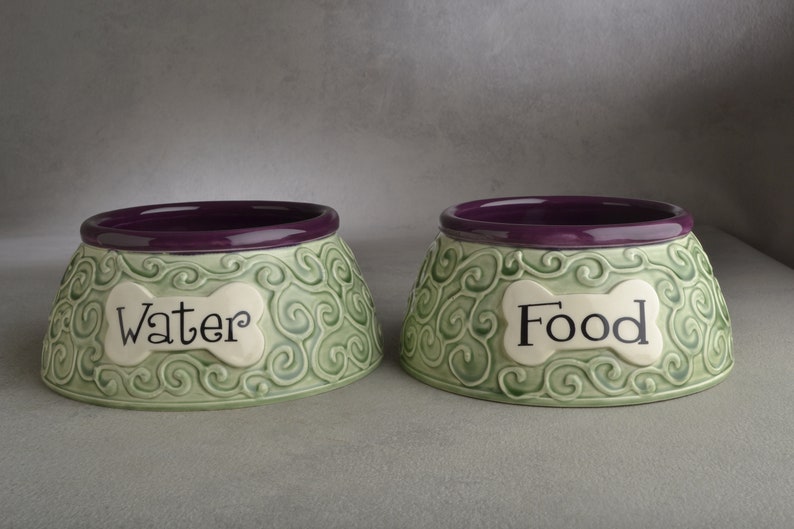 Spaniel Dog Bowls Made to Order Long Ear Curls Dog Bowl Set by | Etsy