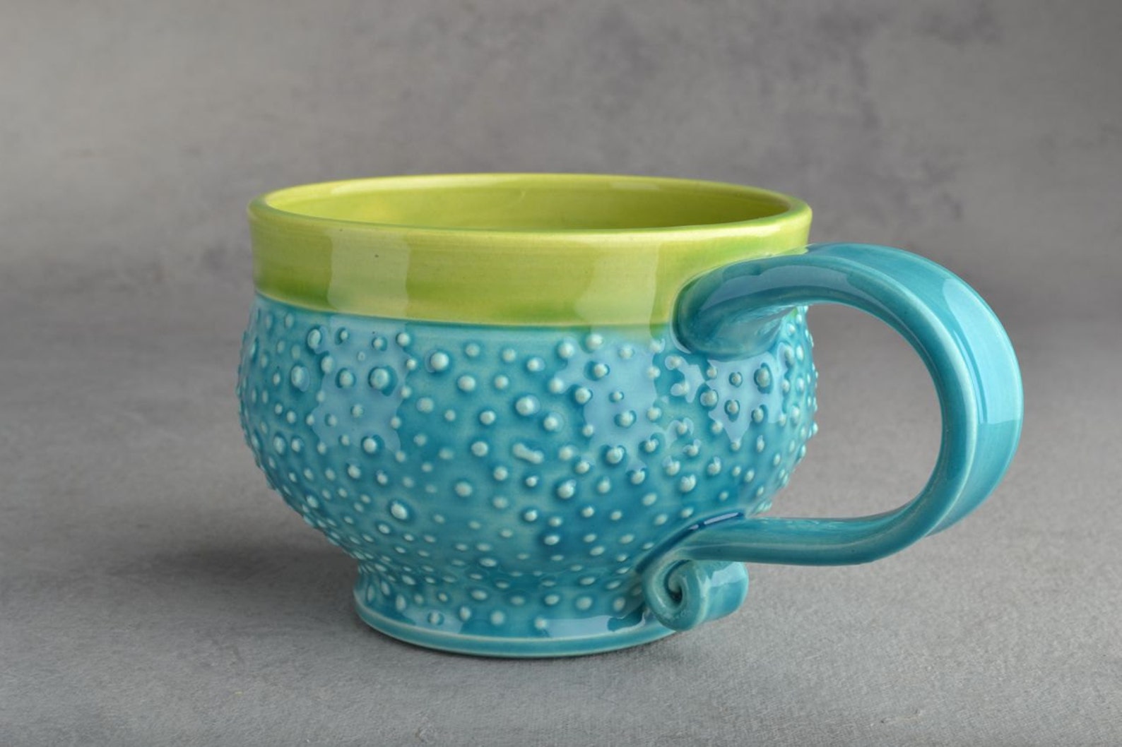 Dottie Mug Made to Order Caribbean Blue Dottie Soup / Cocoa - Etsy