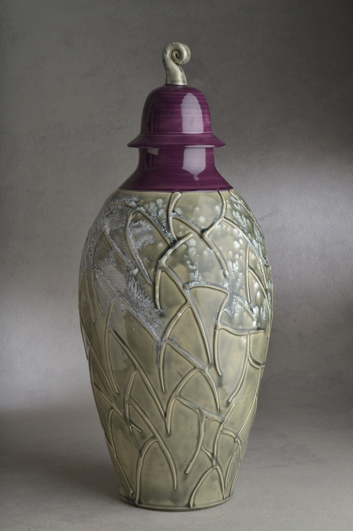 Lidded Jar Ready to Ship Purple and Gray Lidded Jar by - Etsy