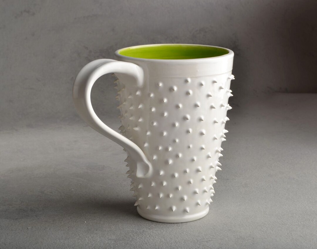 Spiky Mug Made to Order White and Neon Green Dangerously Spiky Travel ...