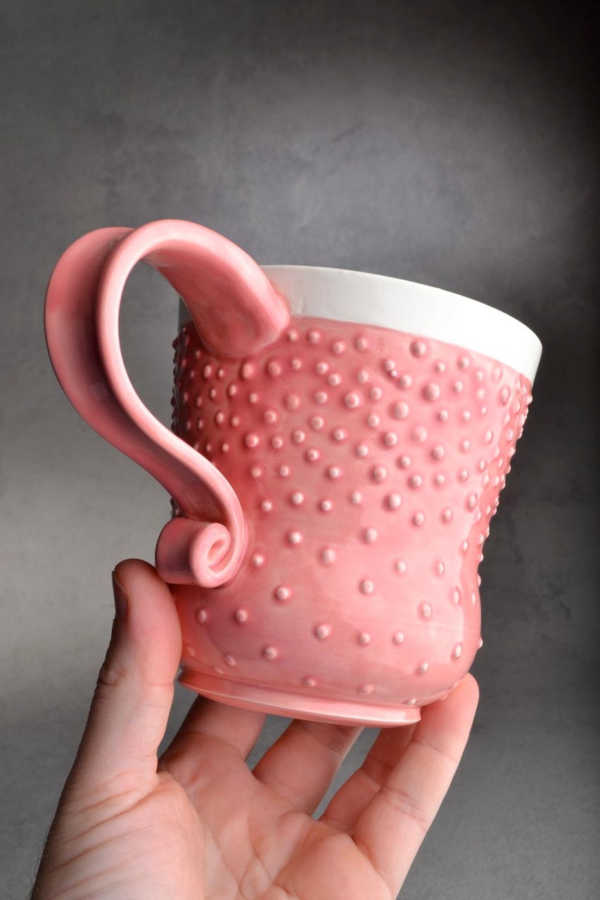 Curvy Dottie Mug Made to Order Pink and White Dottie Mug by - Etsy