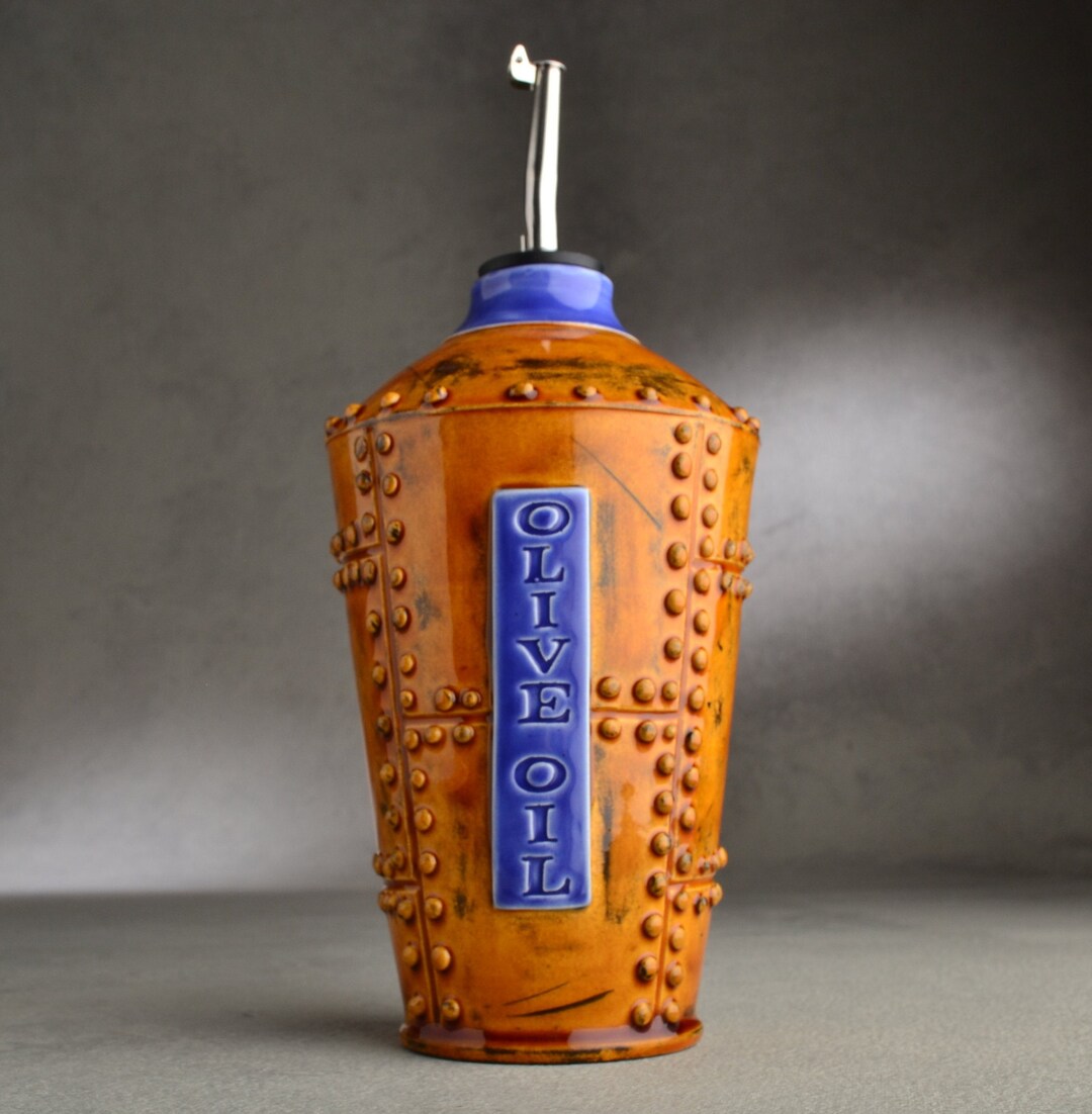 Olive Oil Dispenser Sheet Metal Bottle EVO by Symmetrical Pottery - Etsy