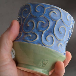 Yunomi Mug Blue Green Curls Stoneware Tea Coffee Mug by - Etsy