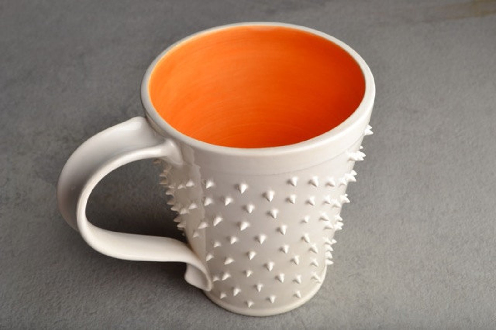 Spiky Mug Made To Order White and Orange Dangerously Spiky Mug | Etsy