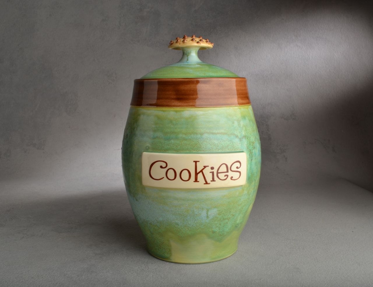 Cookie Jar Made to Order Patina & Brown Cookie Jar by Symmetrical ...