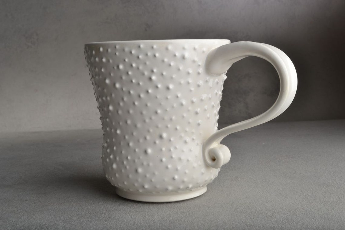 Dottie Mug: MADE TO ORDER One White Coffee Mug Cup With Orange Interior ...