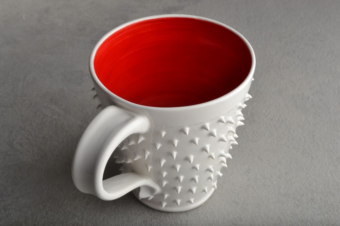 Spiky Mug Made to Order White and Red Dangerously Spiky Mug by - Etsy