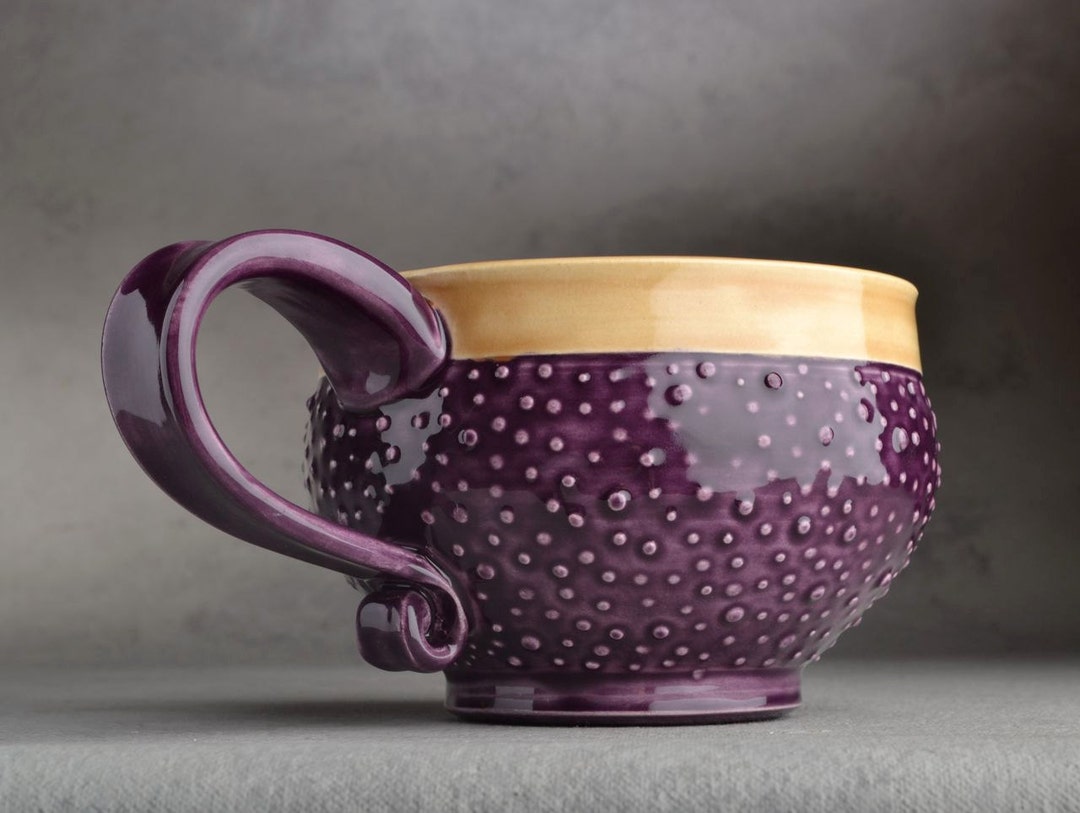 Dottie Mug: Made to Order Royal Purple & Mocha Dottie Soup/cocoa Mug - Etsy