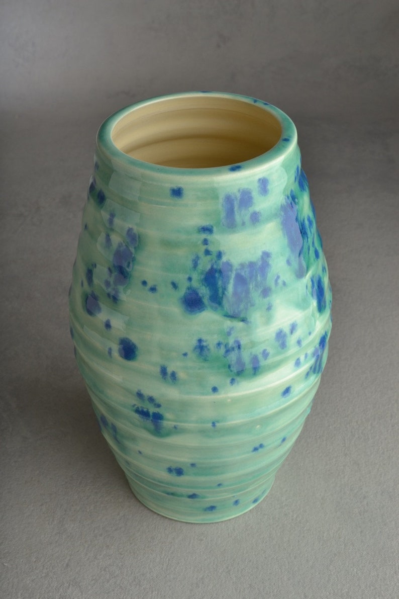 Vase Utensil Holder Ready To Ship Blue and Green Vase by | Etsy