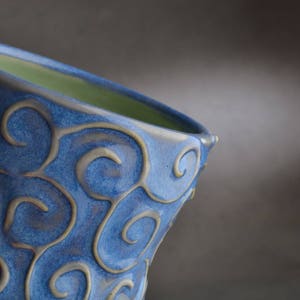 Yunomi Mug Blue Green Curls Stoneware Tea Coffee Mug by - Etsy