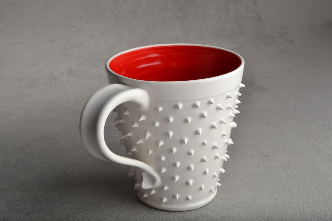 Spiky Mug Made to Order White and Red Dangerously Spiky Mug by - Etsy