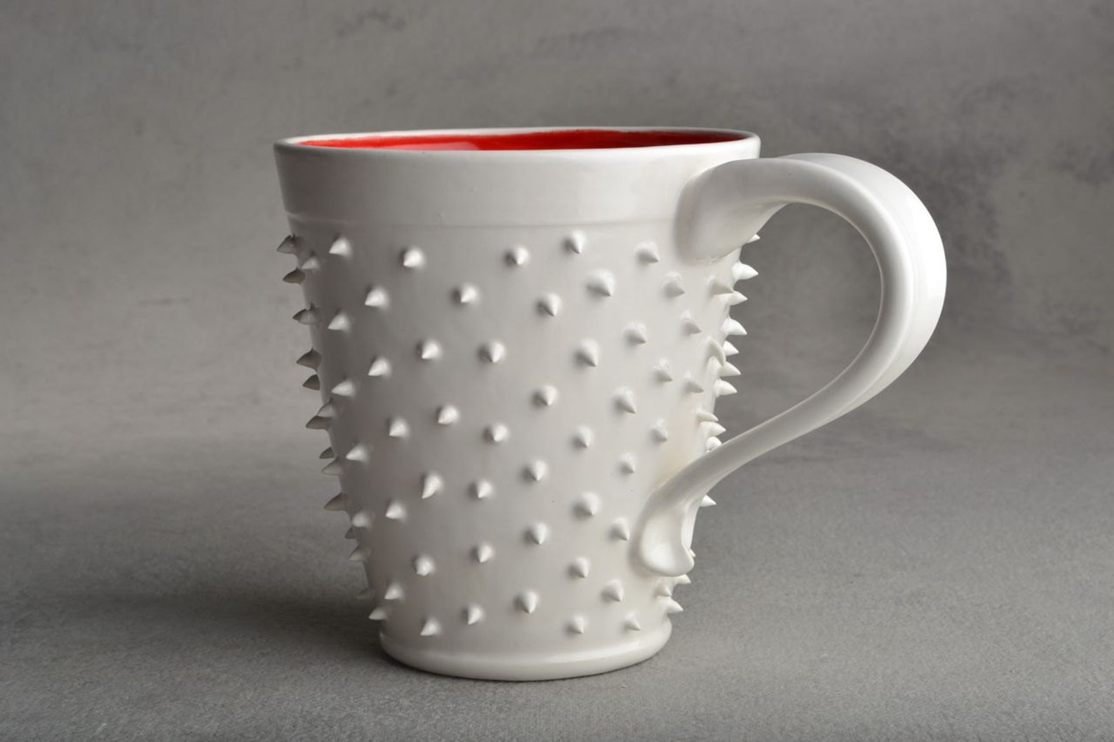 Spiky Mug Made to Order White and Red Dangerously Spiky Mug by - Etsy