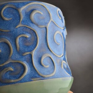 Yunomi Mug Blue Green Curls Stoneware Tea Coffee Mug by - Etsy