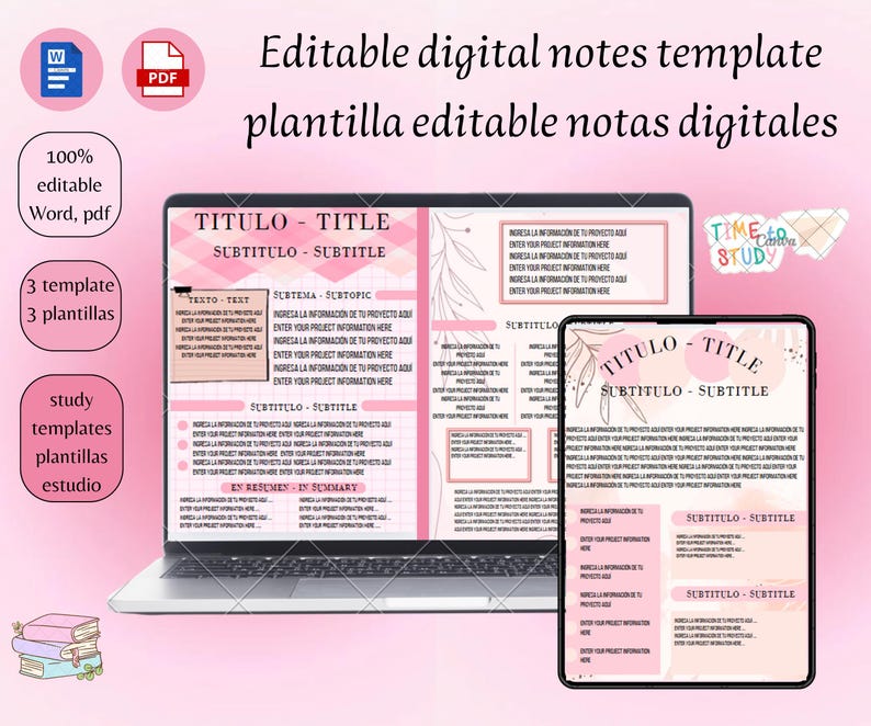Editable Digital Study Notes Template for Students / Ready-to-use Word ...