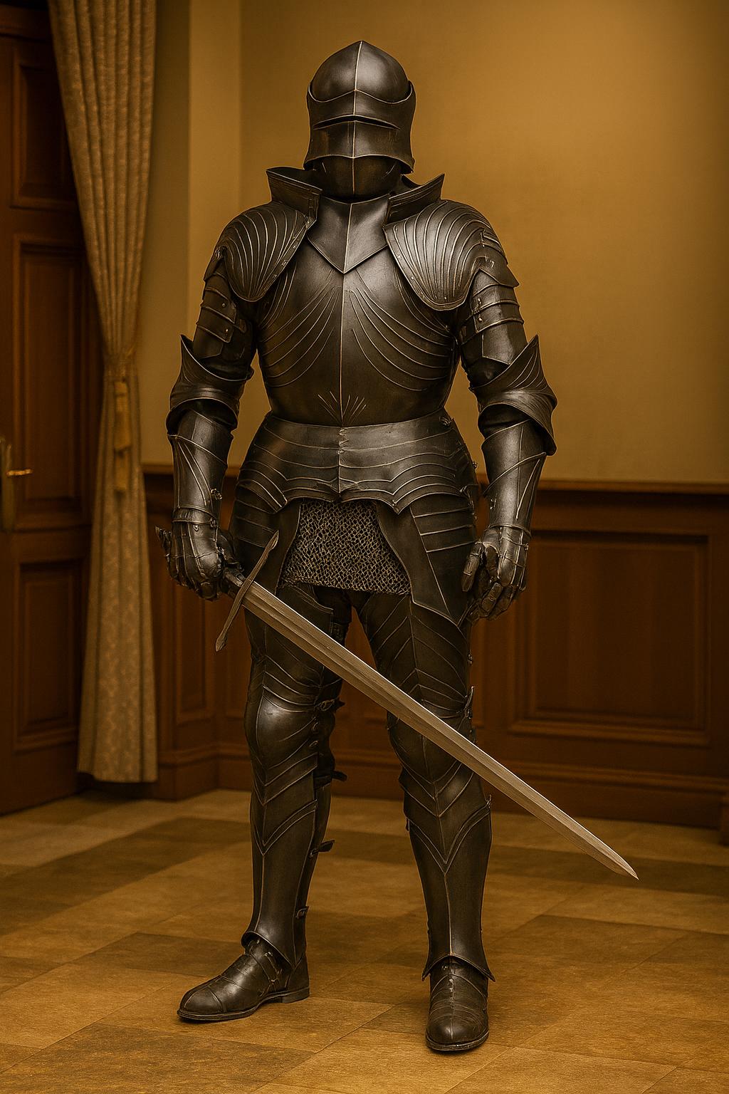 Medieval Gothic Knight Full Suit of Armor – Black Steel Wearable ...